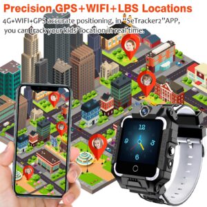 4G Smart watch for Kids, Phone Watch w GPS Tracker Watch 3-way Call Camera Video Chat Pedometer,SOS,1.4" Touch Screen WiFi Toddler Wrist Watch Boys Girls Smartphone for 3-15 Years Old Child (w SIM)