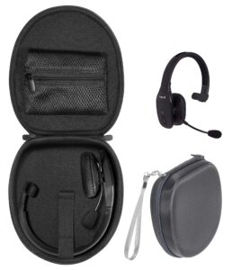 wgear headset case for vxi blueparrott b550-xt, b450-xt, b450-xt -204010-c, b350-xt, b250-xts, c400-xt, mesh pocket cable, amplifier and other accessories, detachable wrist strap (gray), compact size