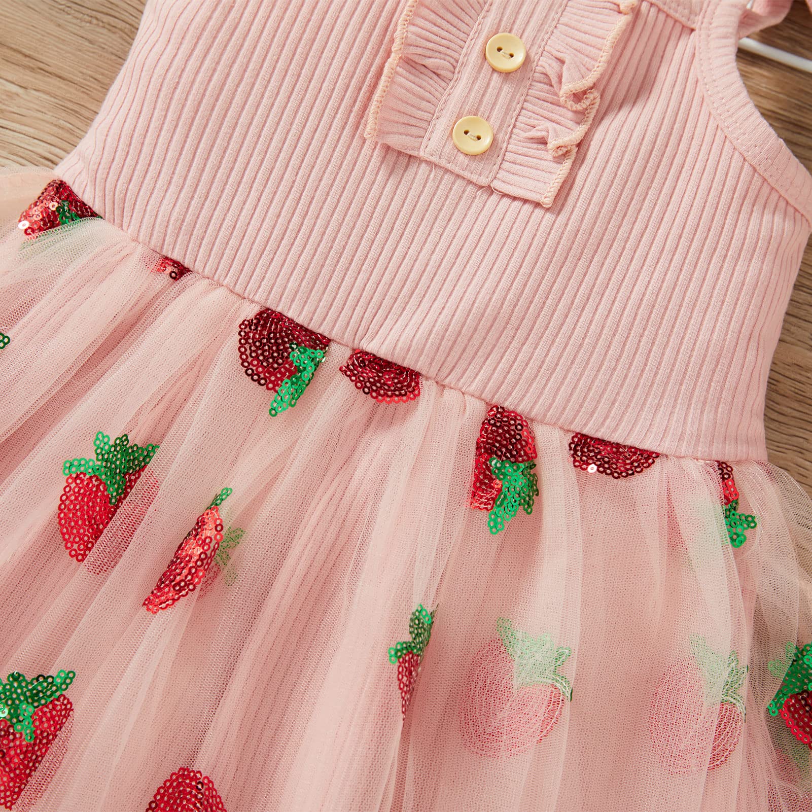 Toddler Baby Girl Dress Sleeveless Strap Knit Dress Daisy Tutu Dresses Princess Sundress (Pink Strawberry, 18M)