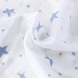 E&O Muslin Swaddle Baby Blanket. Breathable Fabric Made with 100% Cotton and Measures 47 inch x47 inch . The Material is Super Soft and Lightweight, Yet Super Durable and Strong. (Blue)