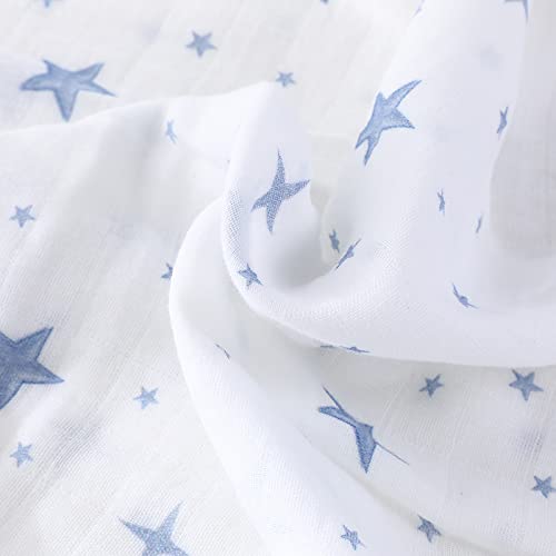 E&O Muslin Swaddle Baby Blanket. Breathable Fabric Made with 100% Cotton and Measures 47 inch x47 inch . The Material is Super Soft and Lightweight, Yet Super Durable and Strong. (Blue)