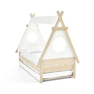 Ti Amo Savannah Teepee Bed & Trundle, White/Natural