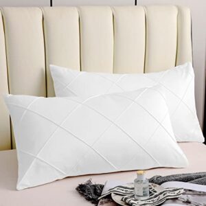 pack of 2 white pillow shams standard size bedding pillow covers with envelope closure, bed pillowcase with crisscross diamond lattice pattern (20x26inches)