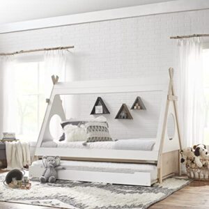 Ti Amo Savannah Teepee Bed & Trundle, White/Natural