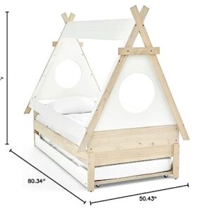 Ti Amo Savannah Teepee Bed & Trundle, White/Natural