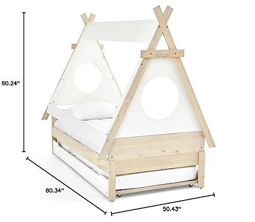 Ti Amo Savannah Teepee Bed & Trundle, White/Natural