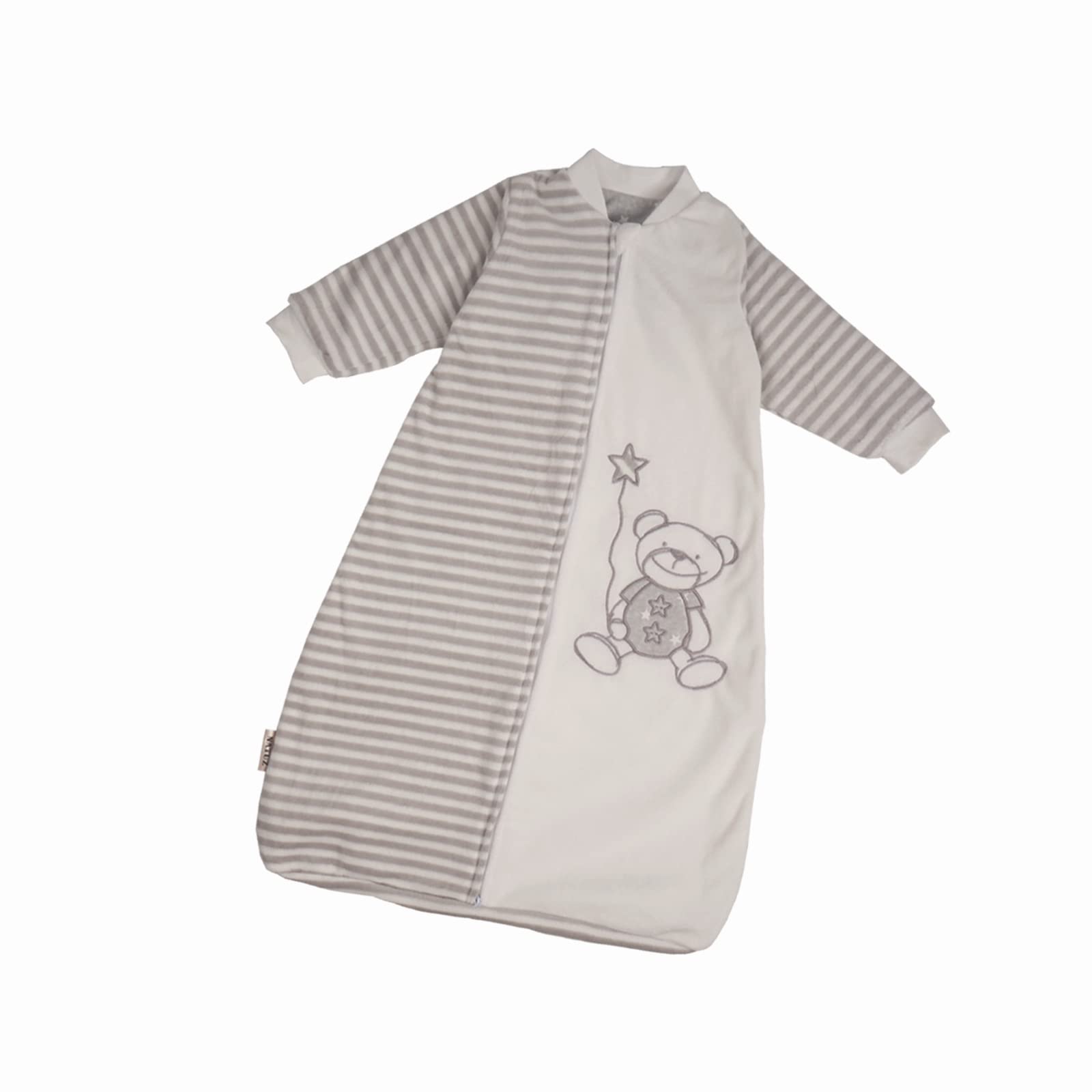 NATUZ Baby Wearable Blanket Long Sleeve Tog 2. Toddler Sleeping Sack With Arms 3-6T Long Flannel Velour Child Large XL Sleeping Bag Warm Soft Sleeper Grey Unisex