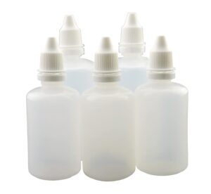 cchw 100ml 50ml plastic squeezable dropper bottles, 5pcs (3x50ml+2x100ml) empty refillable plastic dropper bottle dropping bottles (drops of plug can removable) bottle eye liquid dropper, white