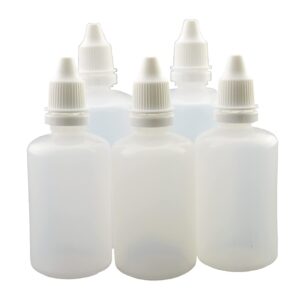 CCHW 100ml 50ml Plastic Squeezable Dropper Bottles, 5pcs (3x50ml+2x100ml) Empty Refillable Plastic Dropper Bottle Dropping Bottles (Drops of Plug can Removable) Bottle Eye Liquid Dropper, white