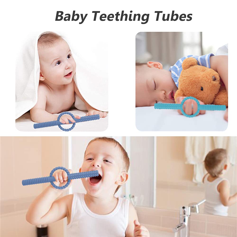 INTATIKOO Baby Hollow Teether Tubes,Teething Straws for Babies 0 6 12 18 Months,Soft & Durable Infant Teething Toys,BPA Free& Easy to Clean