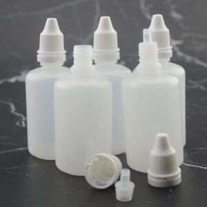 10pcs 50ml Plastic Dropper Bottles, CCHW Empty Plastic Squeezable Eye Dropper bottle LDPE with Childproof Cap (10)