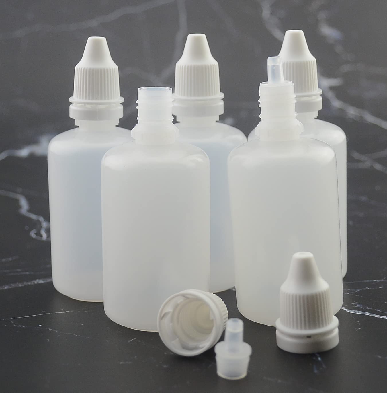 10pcs 50ml Plastic Dropper Bottles, CCHW Empty Plastic Squeezable Eye Dropper bottle LDPE with Childproof Cap (10)