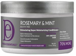 design essentials rosemary & mint stimulating super moisturizing conditioner for dry, thick, or brittle hair; sulfate-free, stimulates scalp, moisturizes hair, 11 oz