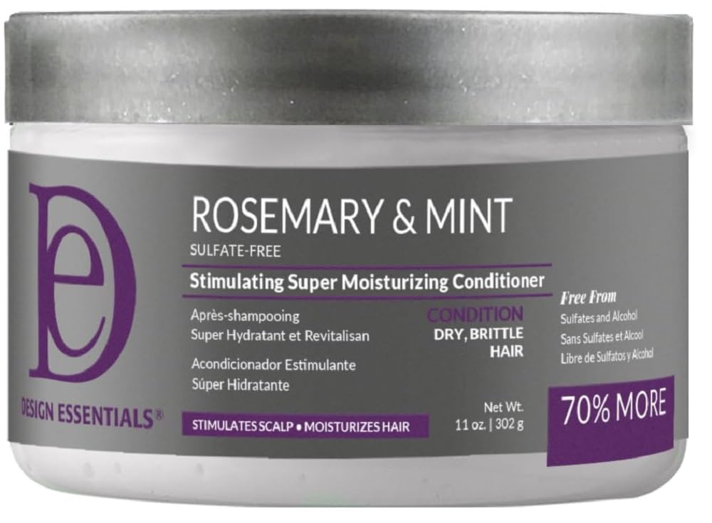 Design Essentials Rosemary & Mint Stimulating Super Moisturizing Conditioner for Dry, Thick, or Brittle Hair; Sulfate-Free, Stimulates Scalp, Moisturizes Hair, 11 Oz