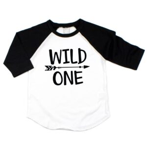 boy first birthday shirt 1st birthday boy outfit wild one (black 12 months)