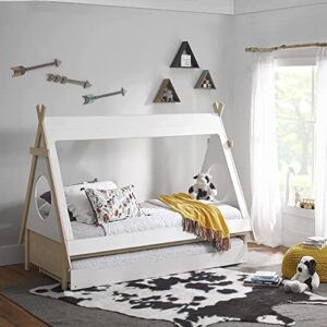 ti amo savannah teepee bed & trundle, white/natural