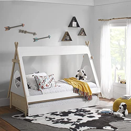 Ti Amo Savannah Teepee Bed & Trundle, White/Natural