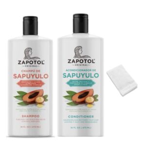 zapotol bundle de shampoo sapuyulo 16onz enriquecido con aceite argan, ayuda a controlar la caida del cabello y acondicionador nutre fortalece el desde raiz combo toalla mano lyeusa