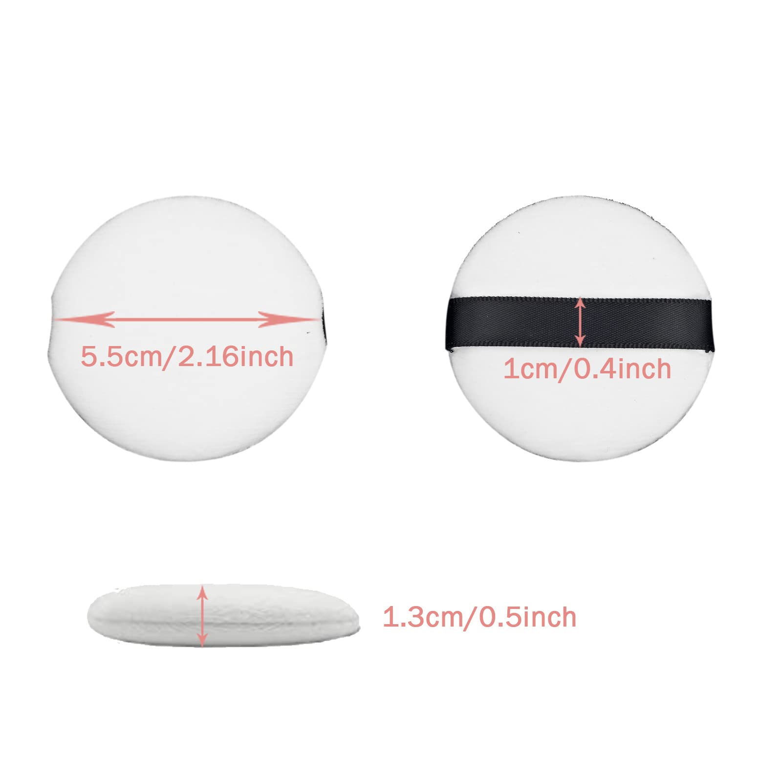 4PCS Powder Puff 2.16 inch Powder Makeup Puffs Pads Makeup with Ribbon Face Powder Puffs for Loose and Foundation Replacement (4PCS Normal Size 2.16 Inch)