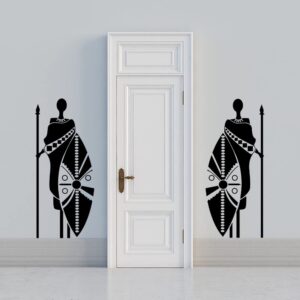 karomenic two african woman guard art removable wall stickers for living room kids bedroom home decor vinly waterproof decals