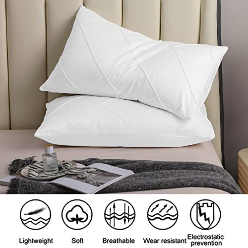 Pack of 2 White Pillow Shams Standard Size Bedding Pillow Covers with Envelope Closure, Bed Pillowcase with Crisscross Diamond Lattice Pattern (20x26inches)