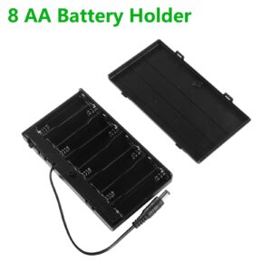 Aobao 5pcs 8x1.5V 12V AA Battery Holder Case Box with DC 5.5x2.1mm Male Connector Wired ON/Off Switch with Cover