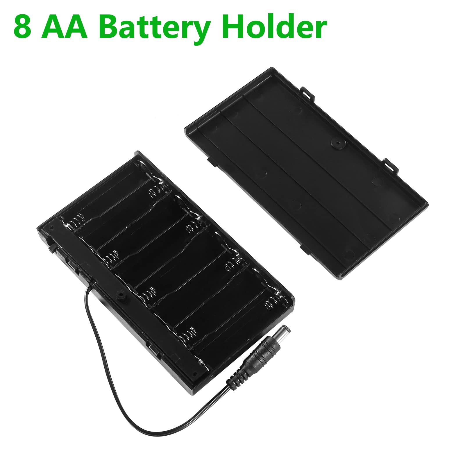 Aobao 5pcs 8x1.5V 12V AA Battery Holder Case Box with DC 5.5x2.1mm Male Connector Wired ON/Off Switch with Cover