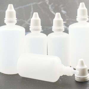 CCHW 100ml 50ml Plastic Squeezable Dropper Bottles, 5pcs (3x50ml+2x100ml) Empty Refillable Plastic Dropper Bottle Dropping Bottles (Drops of Plug can Removable) Bottle Eye Liquid Dropper, white