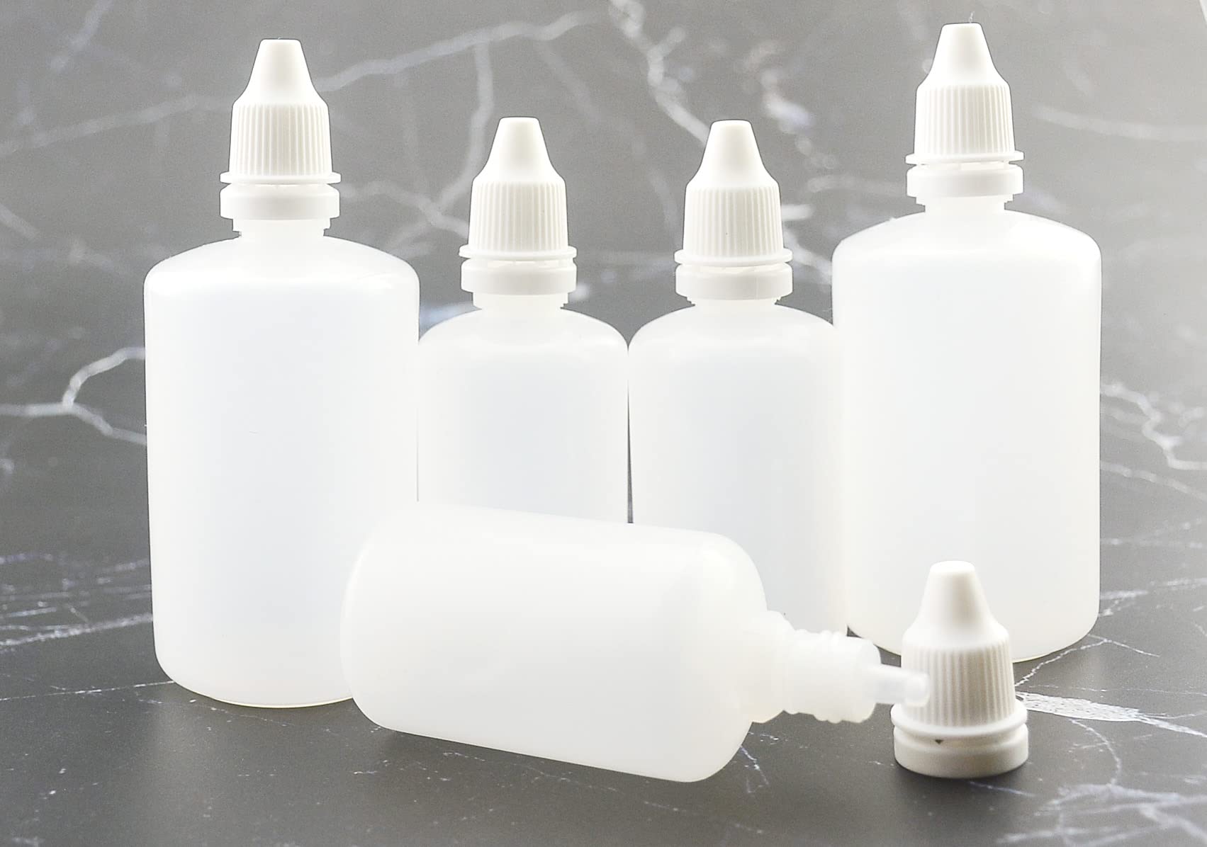 CCHW 100ml 50ml Plastic Squeezable Dropper Bottles, 5pcs (3x50ml+2x100ml) Empty Refillable Plastic Dropper Bottle Dropping Bottles (Drops of Plug can Removable) Bottle Eye Liquid Dropper, white