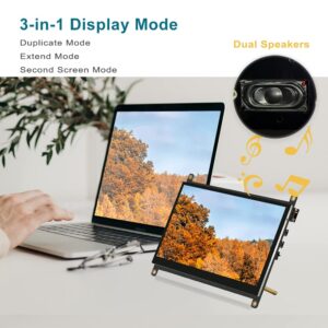 LESOWN New! Touch Screen 7 inch Display IPS 1024x600 HDMI Display, USB Powered Capacitive Touchscreen with Dual Speakers for Raspberry Pi 4 3 Windows AIDA64 Temperature CPU Monitoring