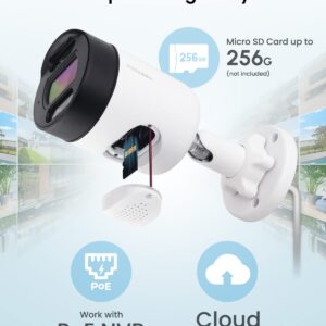 Veezoom Security IP Camera, 2 Way Audio 5MP PoE Security Camera, Full-Color Night Vision, Al Human Detection, Supports up to 256GB Micro SD, IP66 Weatherproof Outdoor Surveillance Cameras