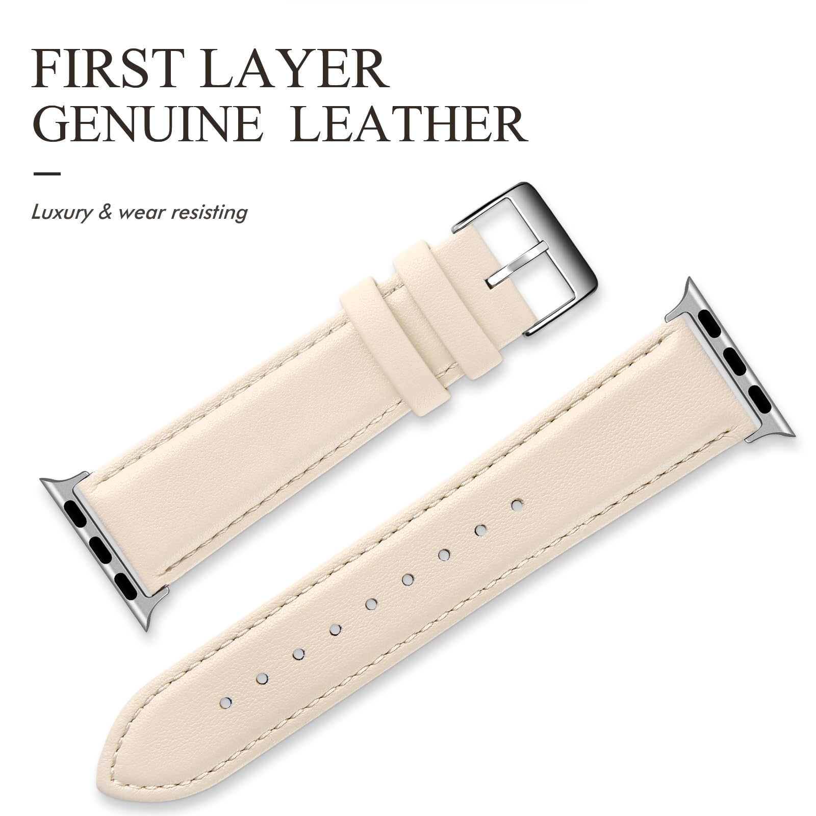 Eyamumo Genuine Leather Sport Loop Watch Band for Apple Watch 38mm 40mm 41mm Series 9 8 7 6 5 4 3 2 1, Unisex