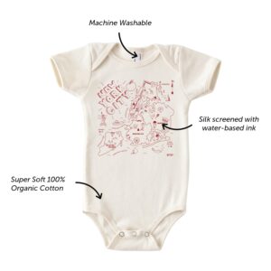 MAPTOTE Map One Piece - Unisex Baby Organic Cotton Short Sleeve Bodysuits - Brooklyn, 3-6 Months