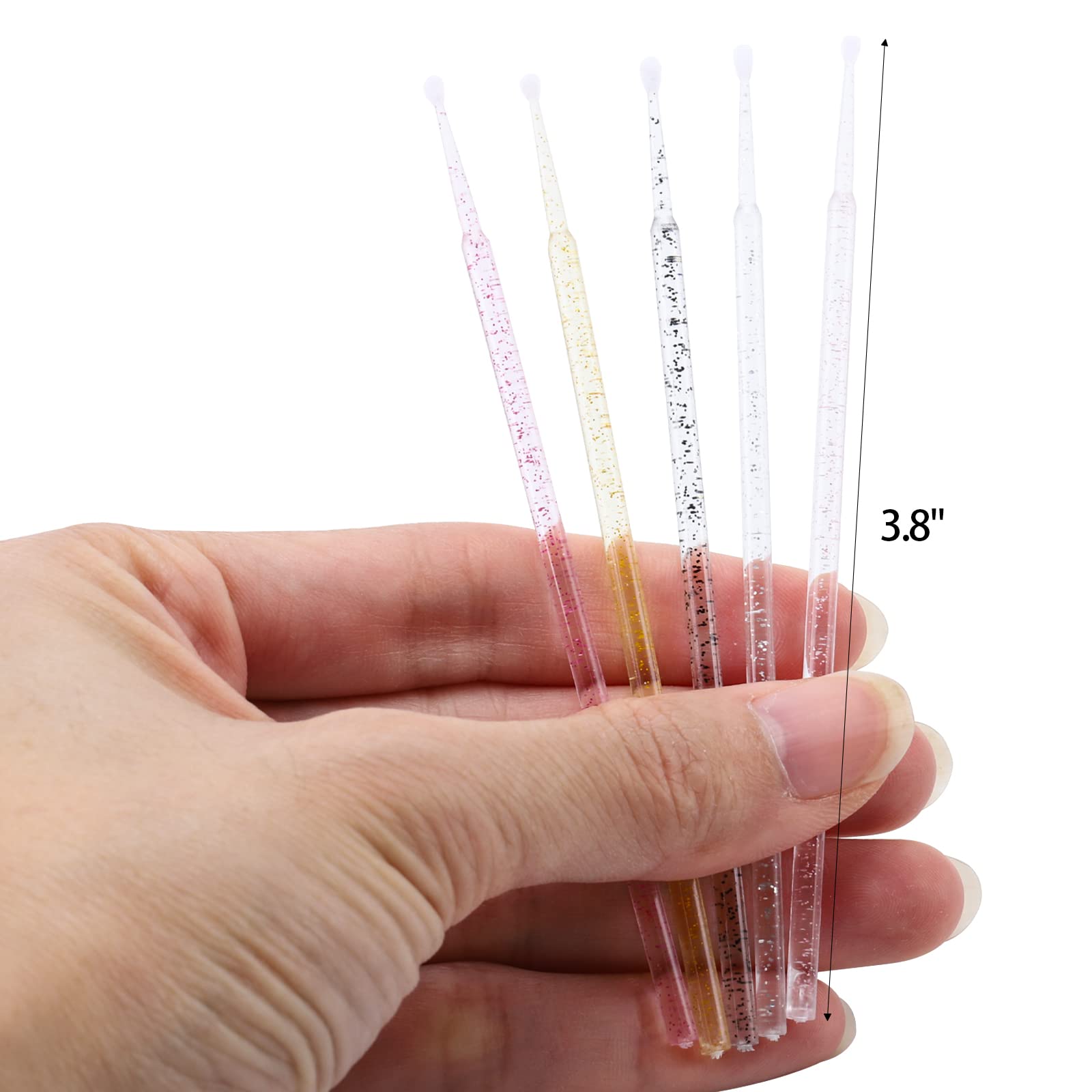 500pcs Crystal Micro Applicators Brushes Disposable Applicator Wands for Eyelashes Extensions Makeup Application