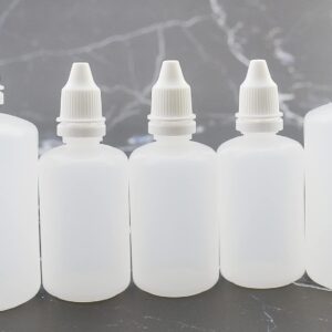 CCHW 100ml 50ml Plastic Squeezable Dropper Bottles, 5pcs (3x50ml+2x100ml) Empty Refillable Plastic Dropper Bottle Dropping Bottles (Drops of Plug can Removable) Bottle Eye Liquid Dropper, white