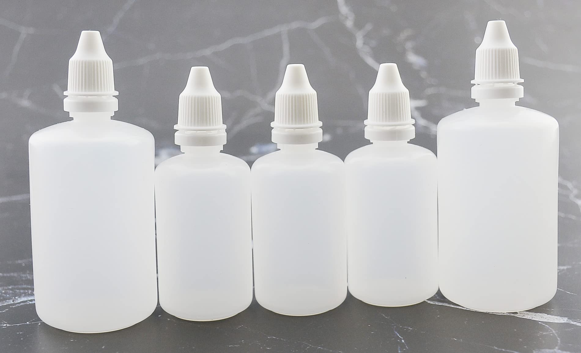 CCHW 100ml 50ml Plastic Squeezable Dropper Bottles, 5pcs (3x50ml+2x100ml) Empty Refillable Plastic Dropper Bottle Dropping Bottles (Drops of Plug can Removable) Bottle Eye Liquid Dropper, white