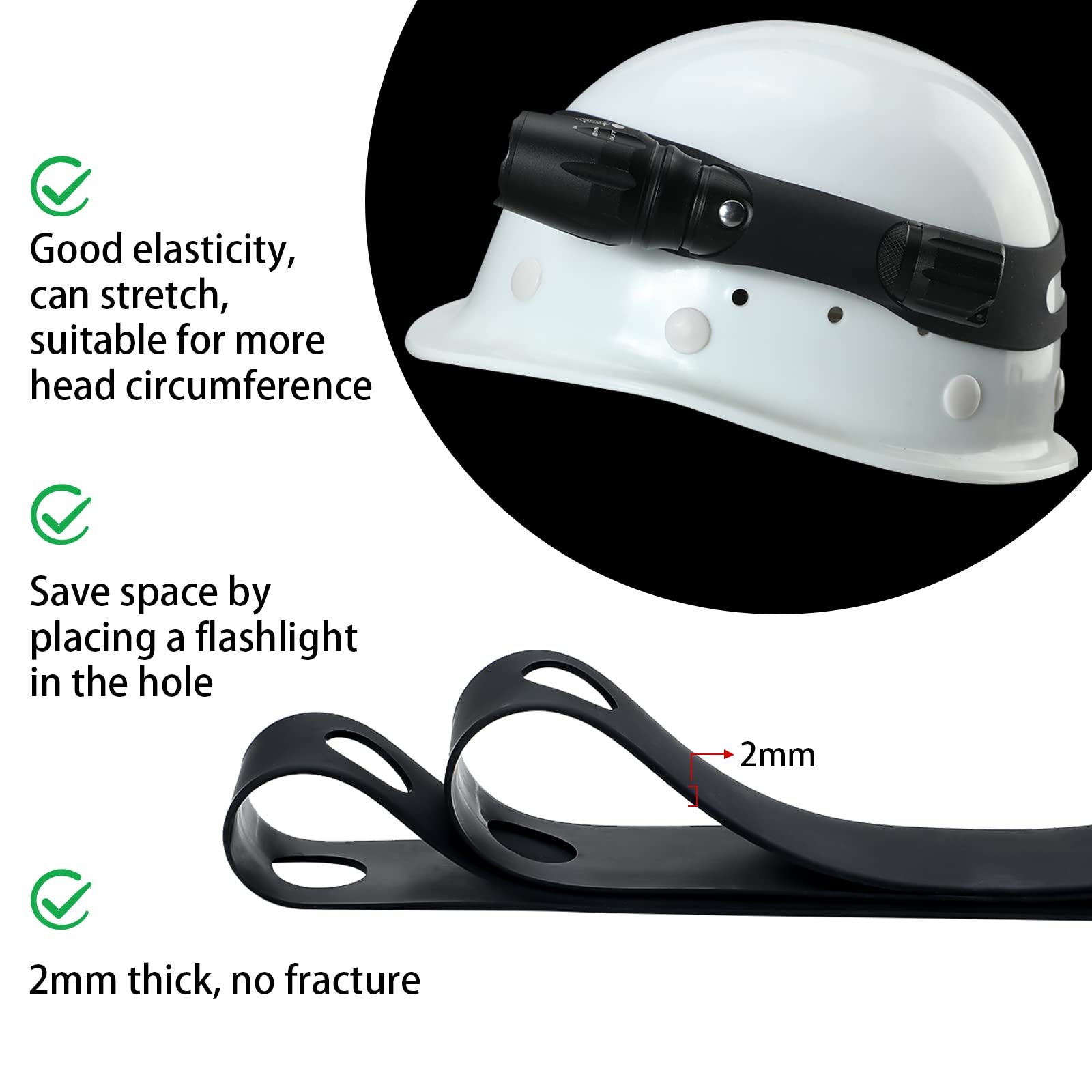 Shappy 3 Pieces Firefighter Helmet Band Rubber Fire Helmet Band with Hole Fire Helmet Accessories Heavy Duty Firefighter Hat Adult Strap Holds in Place Strong Elasticity to Fixed Flashlight