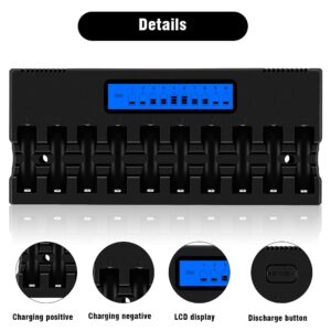 CITYORK 10 Pack 1.2V Ni-MH AA 3000mAh Rechargeable Batteries with 10 Bay AA Fast Charger with Battery Case Organizer