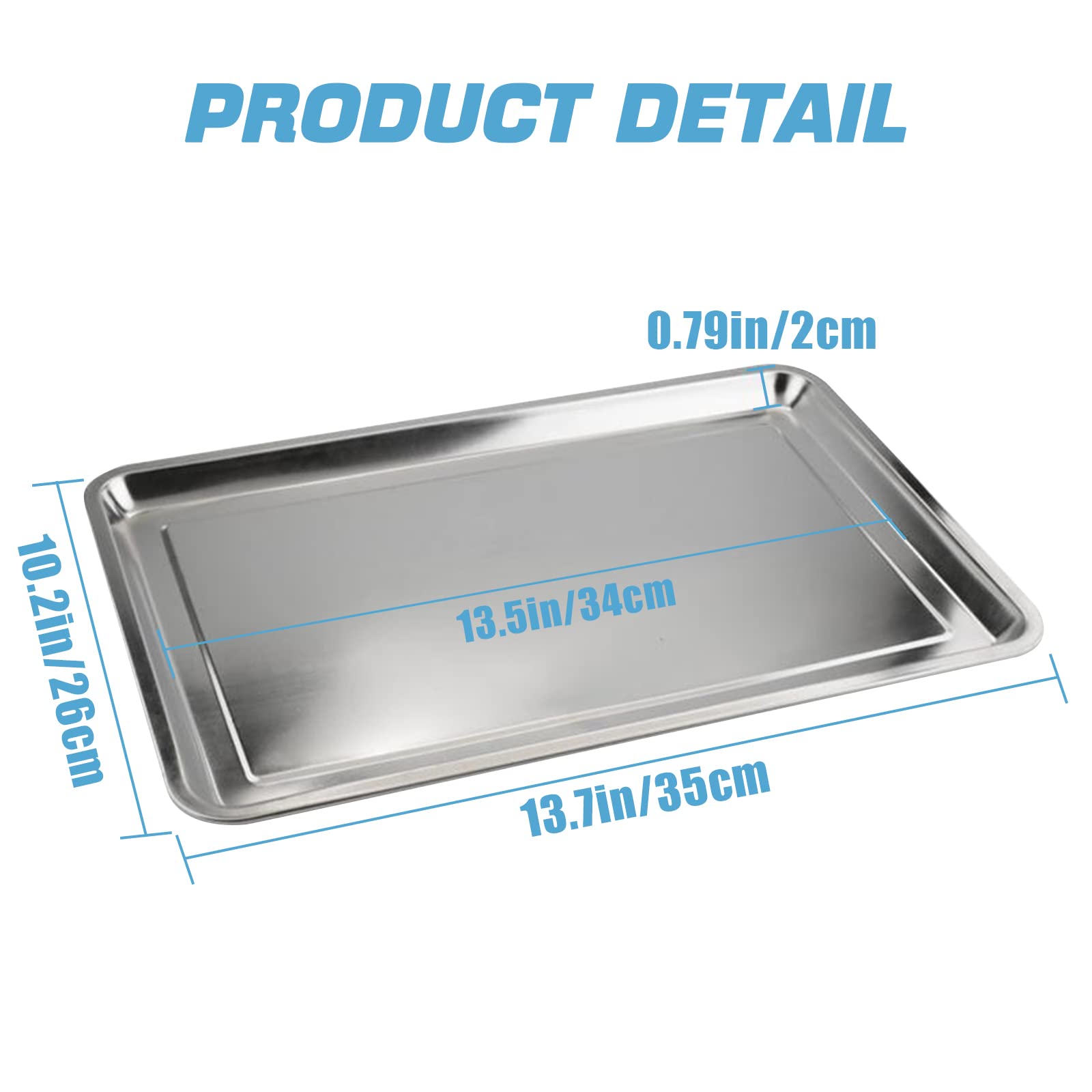 Stainless Steel Tray - Narkysus 2 Pack Stainless Steel Dental Lab Tray 13.5'' X 10'' Flat Metal Tray Tool for Lab Dental Instrument Bathroom Organizer Tattoo Station Tattoo Supplies