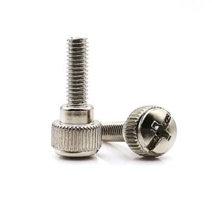 OUMIFA Screw 10pc M3 M4 Black Silver Steel Phillips Head Hand Tighten Thumbscrew Screw for Computer Case Cover Power Supply Wood Screw (Color : Silver, Size : M4x12mm)