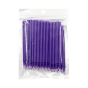 400 PCS Disposable Micro Applicator Brush for Makeup Beauty Brush, Bendable Ultrafine Mascara wands for Eyelash brush、Eyebrow brush、Make up brushes、Eyelash comb (Purple 1.5mm)