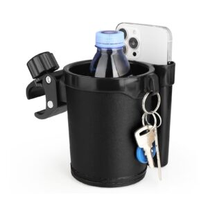 accmor stroller cup holder with phone keys holder, 3-in-1 universal cup holder, drinks bottle holder for stroller, bike, wheelchair, walker, scooter