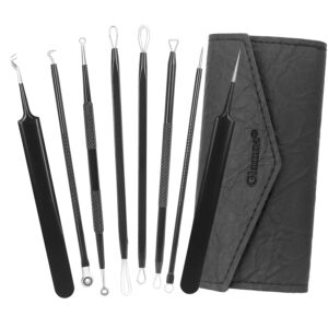 glamne blackhead remover pimple popper kit acne comedone extractor blemish extraction popping tools (black)