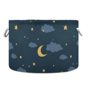 alaza night sky with moon stars and cloud storage basket gift baskets large collapsible laundry hamper with handle, 20x20x14 in, (b06d20005)