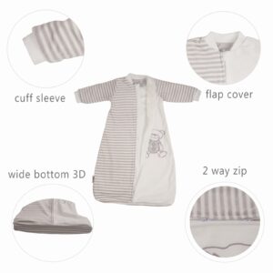 NATUZ Baby Wearable Blanket Long Sleeve Tog 2. Toddler Sleeping Sack With Arms 3-6T Long Flannel Velour Child Large XL Sleeping Bag Warm Soft Sleeper Grey Unisex