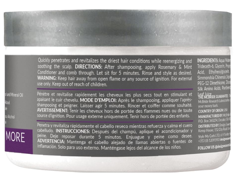 Design Essentials Rosemary & Mint Stimulating Super Moisturizing Conditioner for Dry, Thick, or Brittle Hair; Sulfate-Free, Stimulates Scalp, Moisturizes Hair, 11 Oz