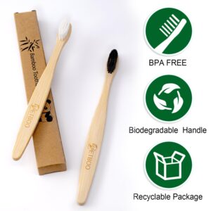 ECOETBOO Bamboo Toothbrushes Medium Bristles for Adult, 20 Pack Family Bulk Toothbrushes Set Natural Organic Wooden Tooth Brush Charcoal Wood Handle Tooth Cleaning Brush