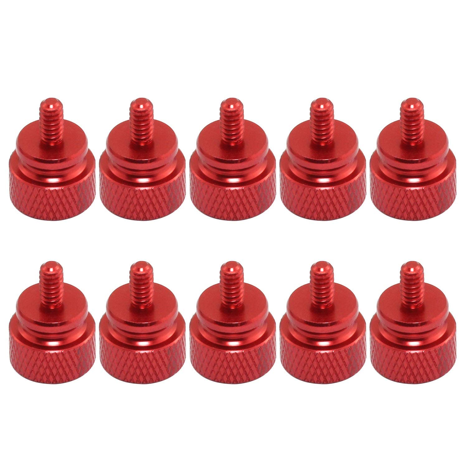 MEETOOT 10PCS 6#-32 Anodized Aluminum Wine Red Hand-Tighten Computer Case Thumb Screws