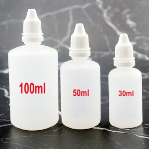 CCHW 100ml 50ml Plastic Squeezable Dropper Bottles, 5pcs (3x50ml+2x100ml) Empty Refillable Plastic Dropper Bottle Dropping Bottles (Drops of Plug can Removable) Bottle Eye Liquid Dropper, white