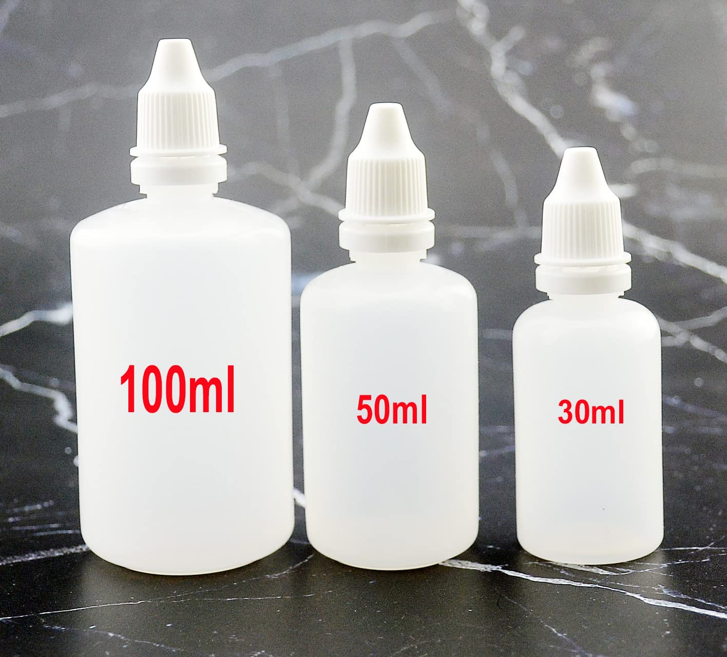 CCHW 100ml 50ml Plastic Squeezable Dropper Bottles, 5pcs (3x50ml+2x100ml) Empty Refillable Plastic Dropper Bottle Dropping Bottles (Drops of Plug can Removable) Bottle Eye Liquid Dropper, white